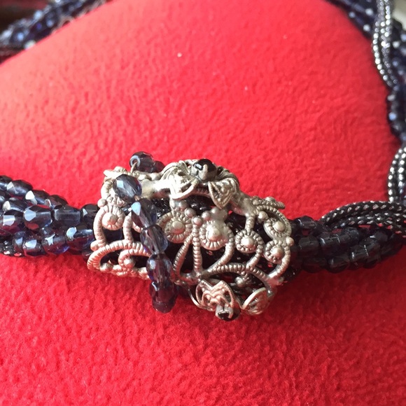 Jewelry | Vintage Midnight Blue Beaded Choker | Poshmark